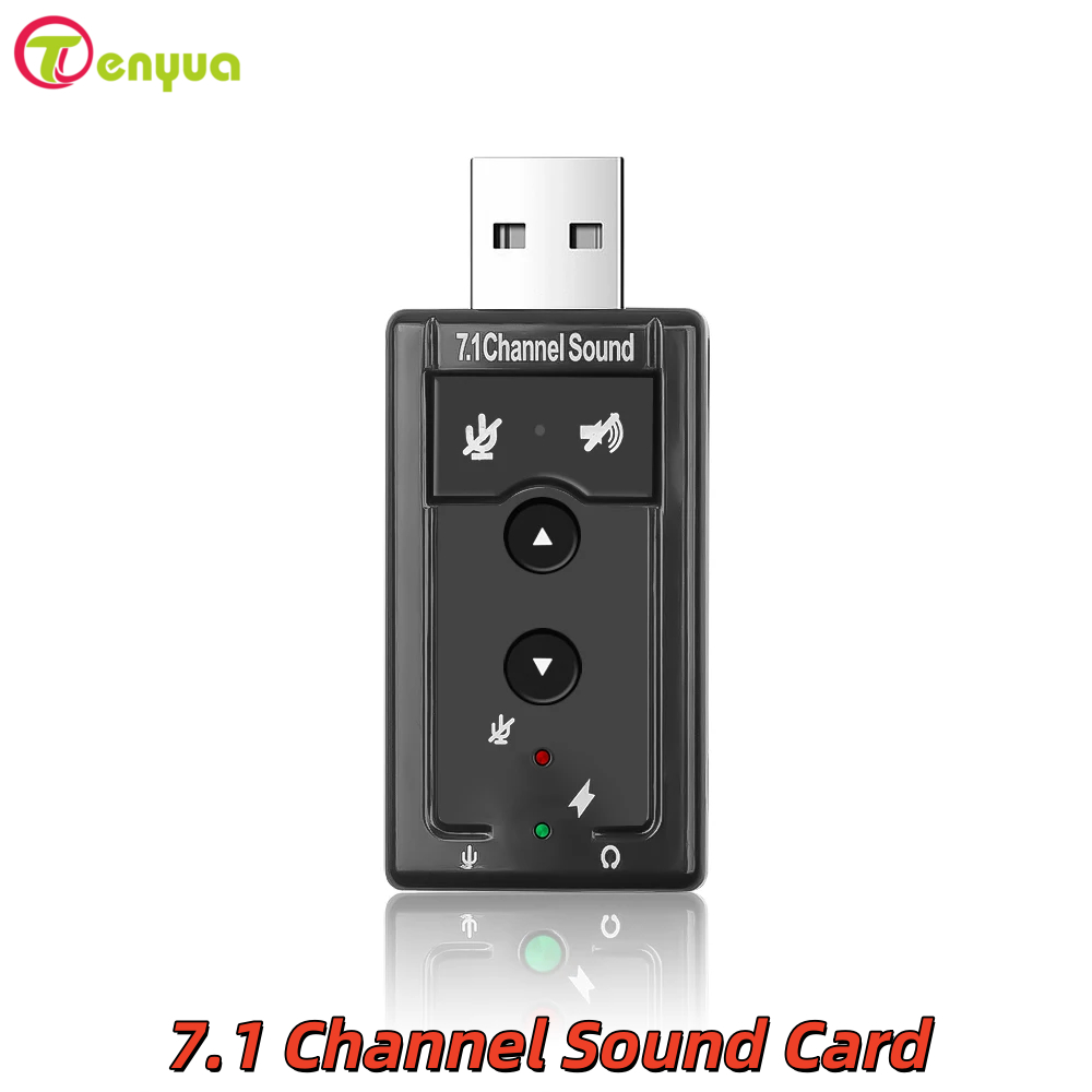 New Virtual 7.1 Channel Sound Card External USB 2.0 Audio Mic Speaker Adapter Microphone Stereo ...