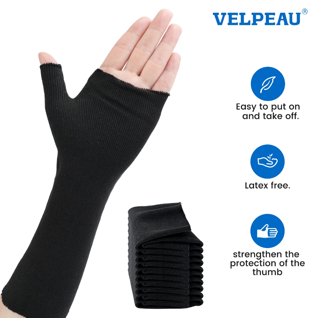 VELPEAU Hand Socks for Splint (Pack of 10), Elastic Cotton Stockinette ...