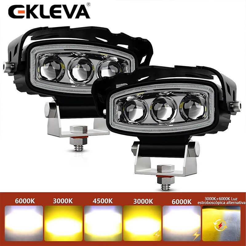 EKLEVA 2PCS LED spotlight, car LED front headlight lens, external large ...
