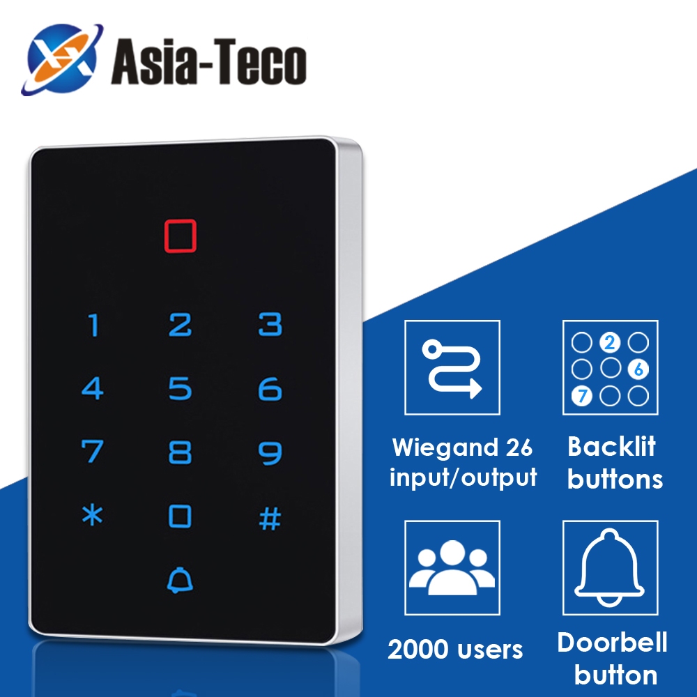 Standalone Access Control Touch Keypad Proximity Reader Backlit Upto 2000 Users Card Access ...