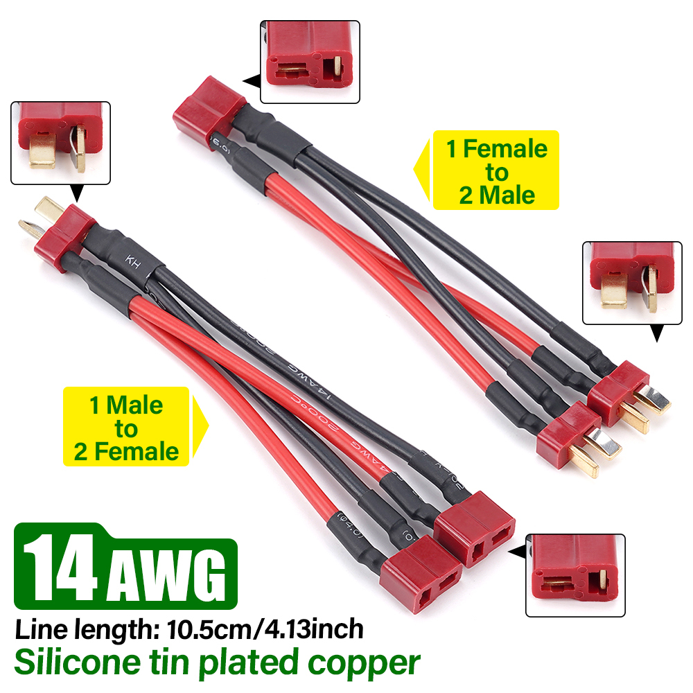 14AWG Parallel Battery Connector Cable 1 Male to 2 Female/1 Female to 2 ...