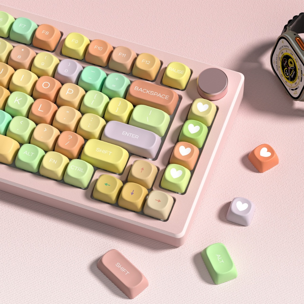 Womier Sweet Candy 133 Keys Dye Sub MOA Colorful PBT Keycaps Set for Cherry Gateron MX Switches ...