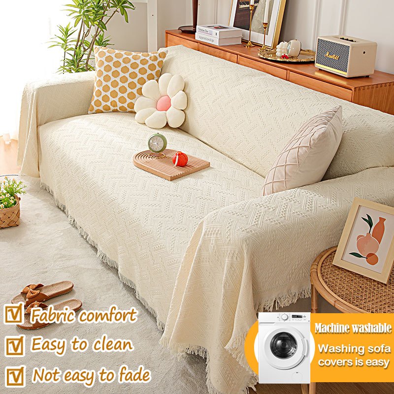 Nordic Sarung White/Grey/Cream Sofa Cushion Cover 1/2/3/4 Seater Full ...