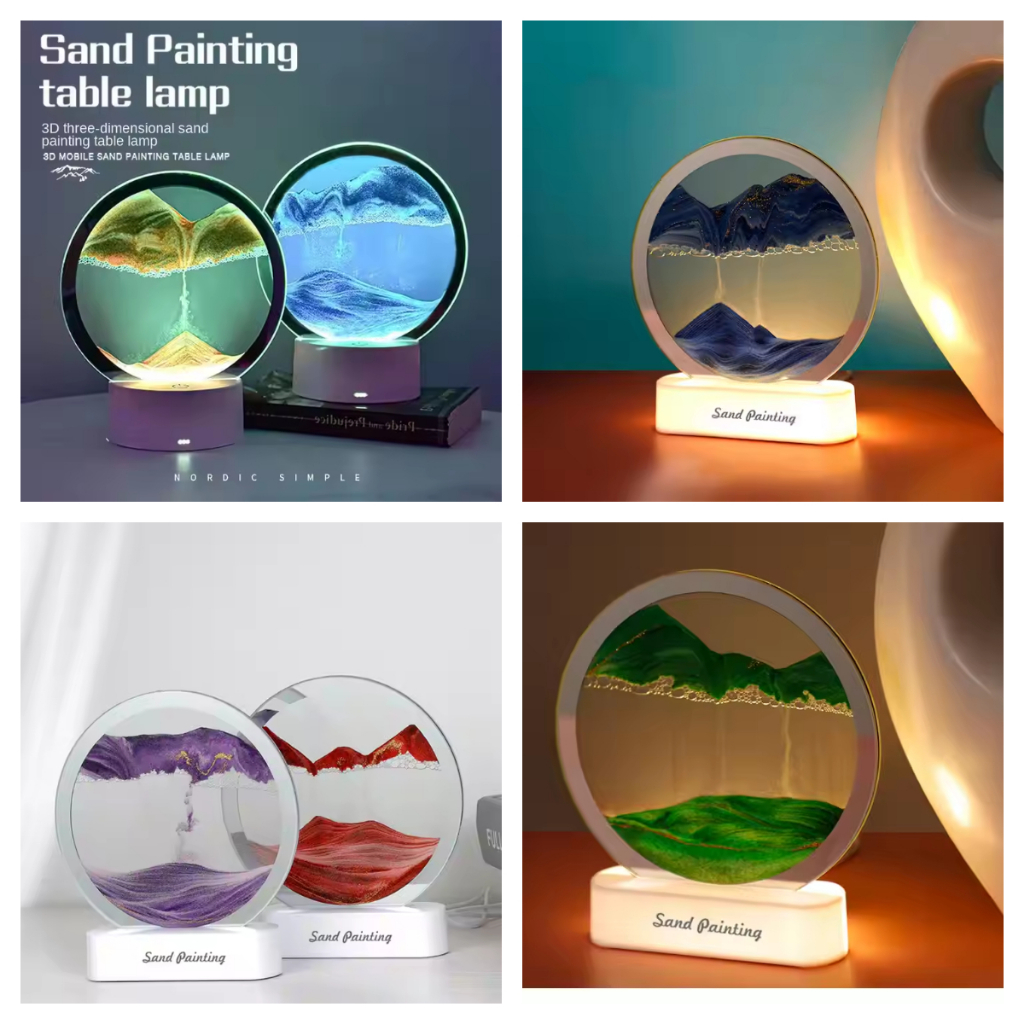 LED Sandscape Lamp Moving Sand Art Frame RGB USB Hourglass Light 3D ...