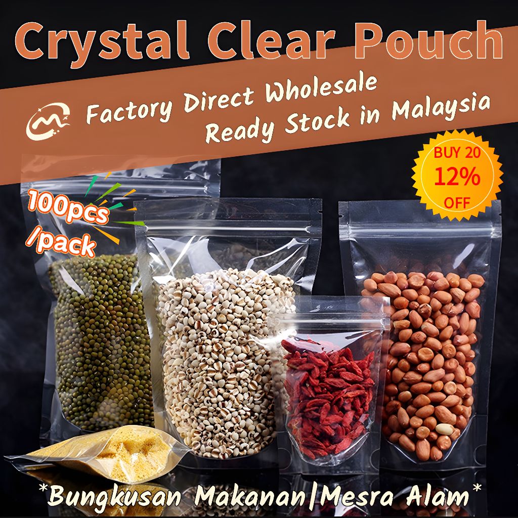 100PCS Zip Lock Plastic Bag Food Plastik Transparent Goodies Bag ...