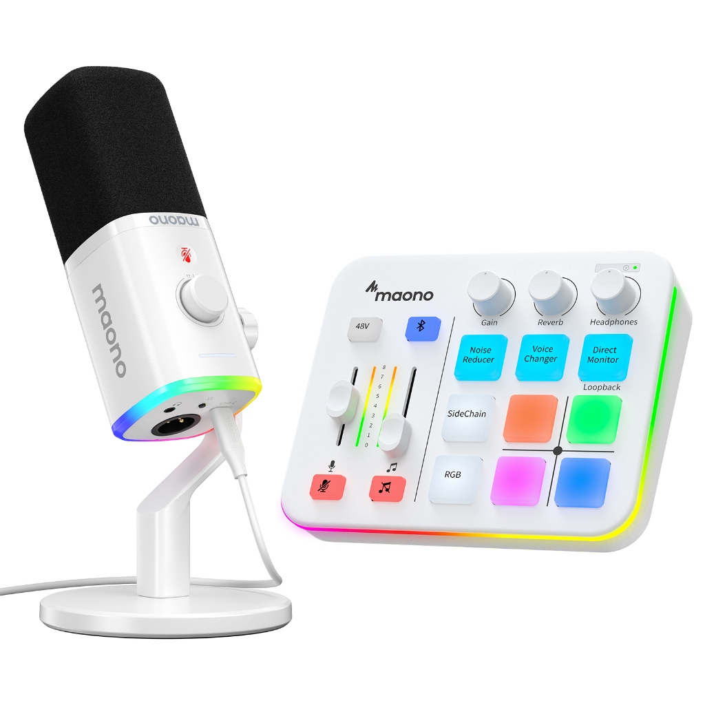 Maono G1 Neo Gaming Sound Card Audio Interface Professional Sound Mixer with RGB Lights for PC ...