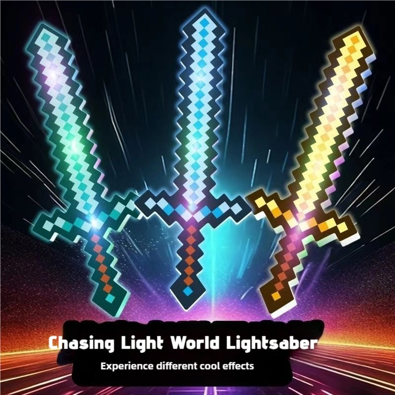 【Local delivery】Glowing Diamond Sword & Pickaxe Toy, Mosaic Crystal ...