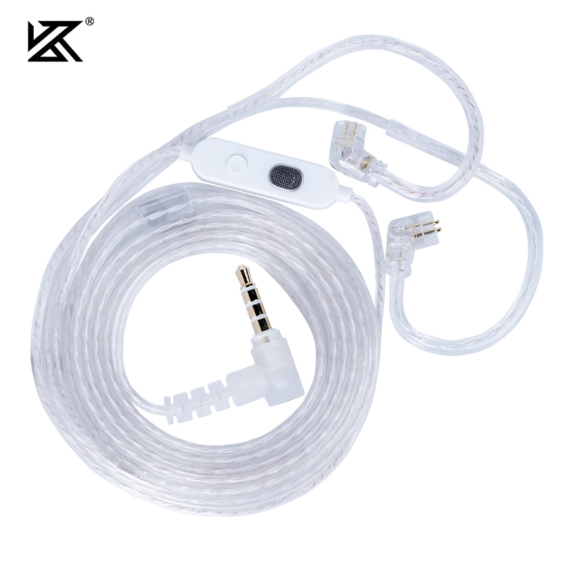 KZ M2 Earphone Cable HD Dual Microphone Silver Plated Upgrade IEM ...
