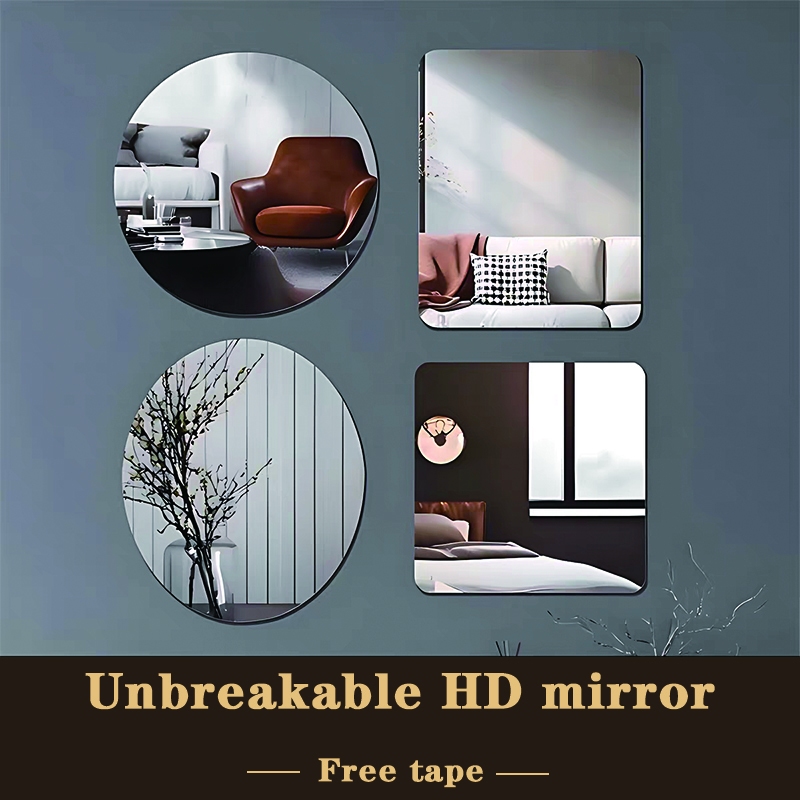 Round/Square Mirror HD Bathroom Mirror Self Adhesive splicing mirror ...