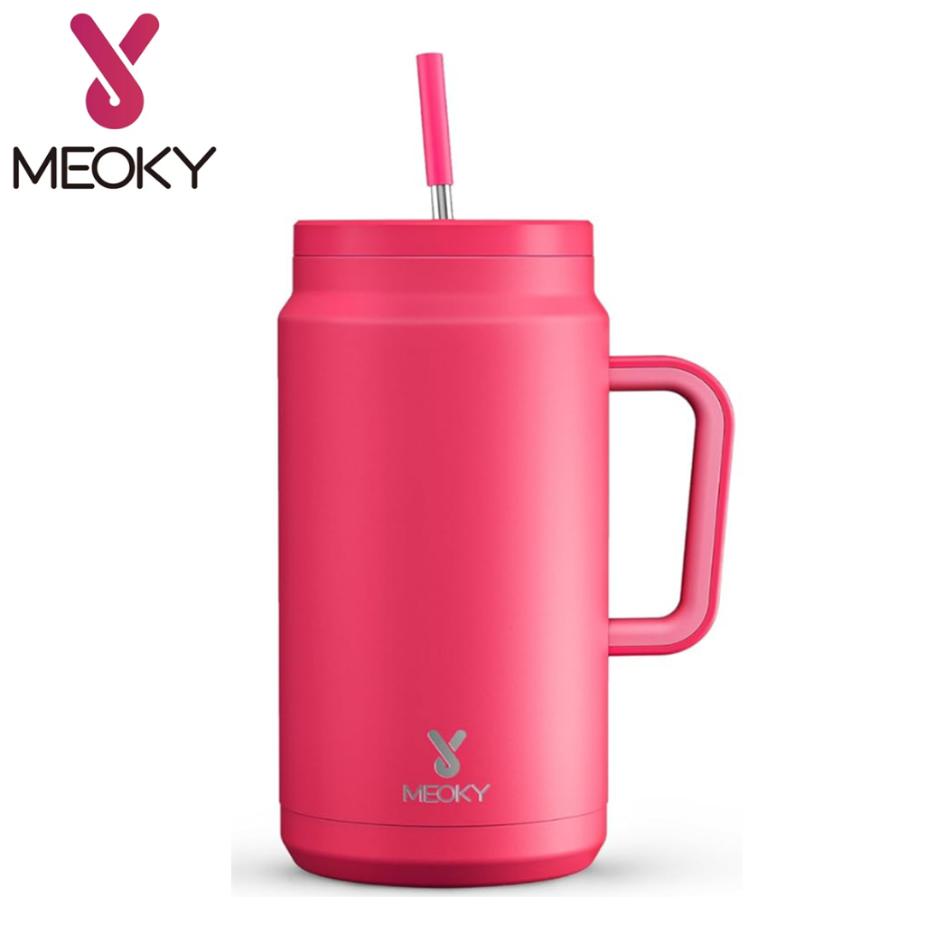Meoky 50oz 1478ml Tumbler with Handle and Straw Stainless Steel Vacuum ...
