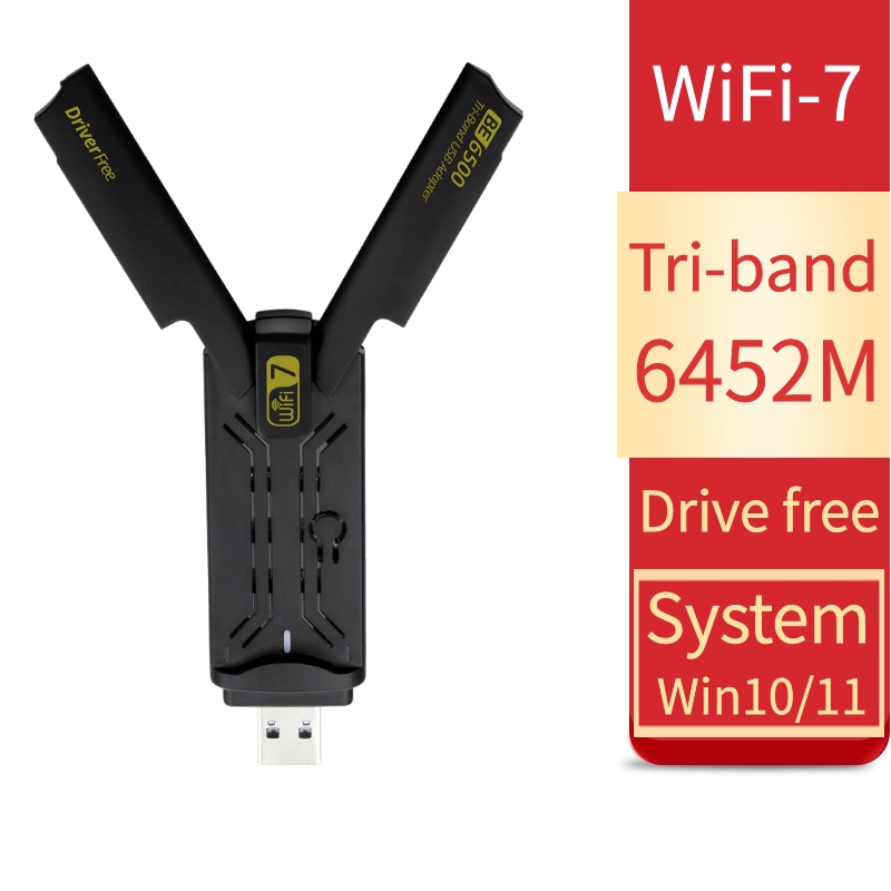 USB WiFi 7 Adapter Laptop Wireless Network Card 6500Mbps Wireless ...