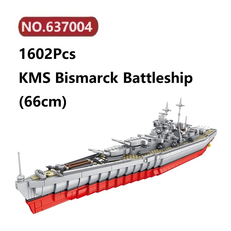 KMS Bismarck Battleship (66cm) Building Blocks 1602 Pcs Panlos Brick ...