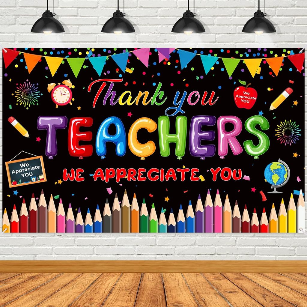 5x3ft Thank You Teachers Backdrop Banner Teachers Appreciation Week ...