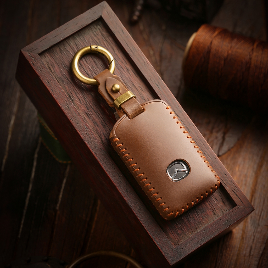 [Mazda] Car Keychain Axela CX50/CX30/CX-5 Genuine Leather Car Key Cover ...