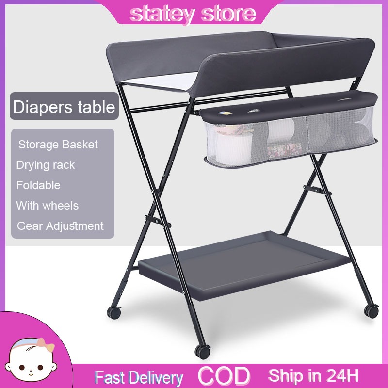 Newborn Foldable Diaper Table Lightweight Height Adjustable Changing ...