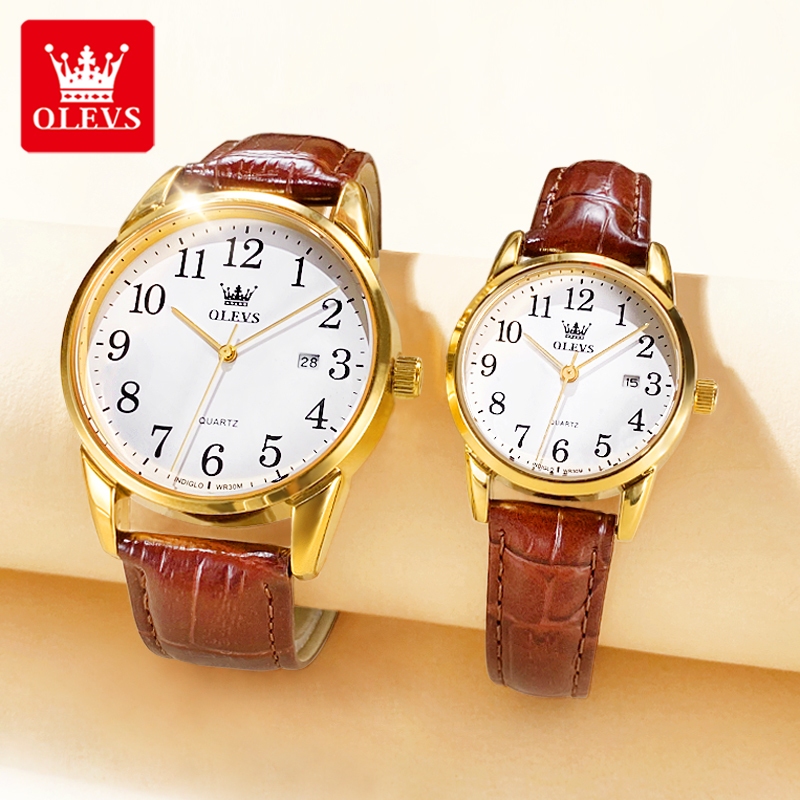 OLVES Jam Tangan Pasangan Original Couple Watch Waterproof Leather ...