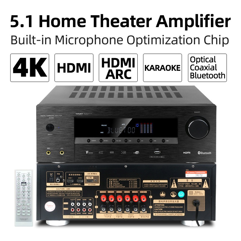 5.1 Home Theater Amplifier Support 4K HD/3D HDMI ARC Bluetooth Optical ...