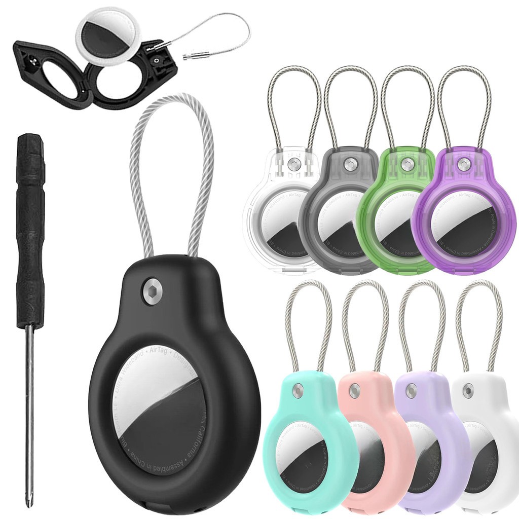AirTag Keychain Holder - Air tag Lock Case with Wire Cable Compatible ...