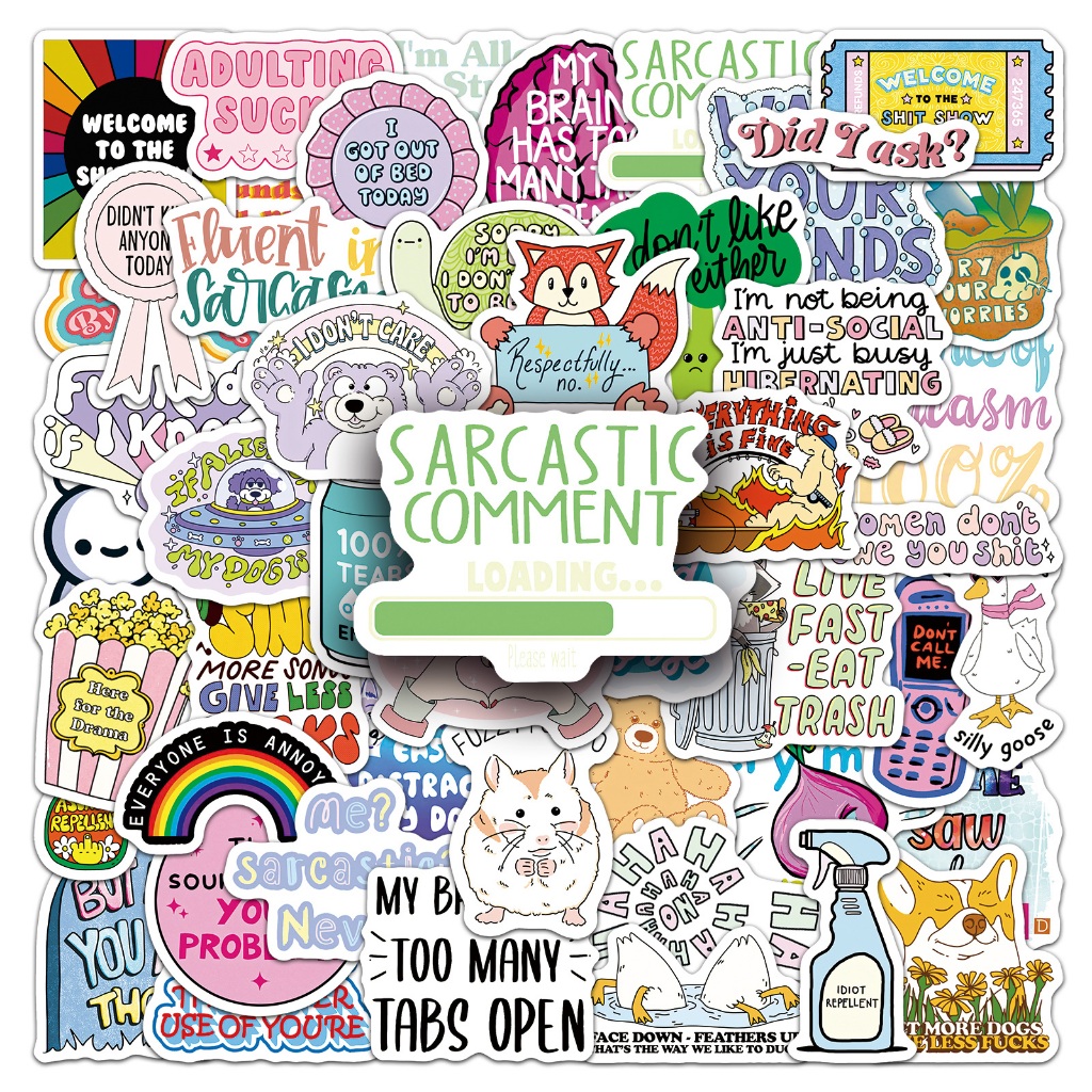 50Piece Funny Sarcastic Comment English Stickers For Phone Laptop ...