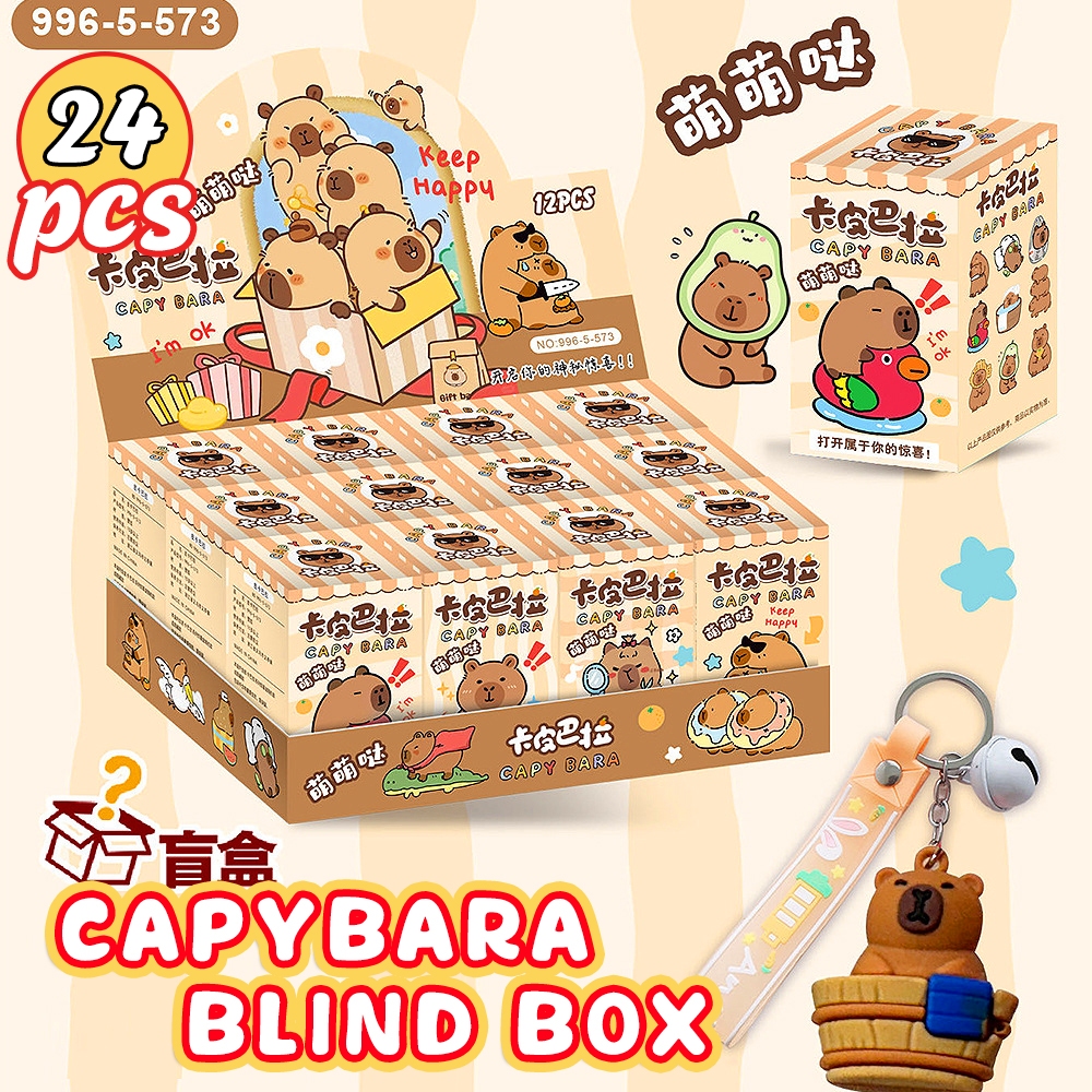 【24PCS】Capybara Keychain Blind Box Labubu Blind Box Cute Cartoon ...