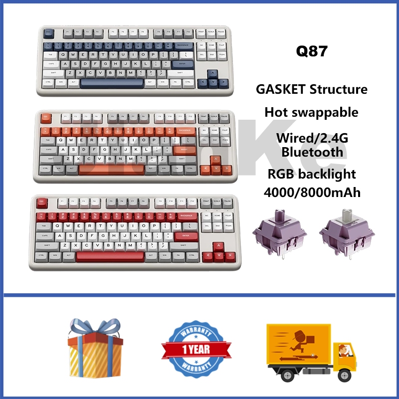 IKBC Q87 Wireless Mechanical Keyboard 75% Hot swappable RGB GASKET Custom Gaming Keyboard ...