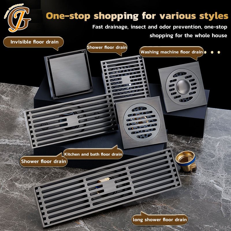 Shower Floor Drain, 304 Stainless Steel Glay/Black 4" Floor Grating ...