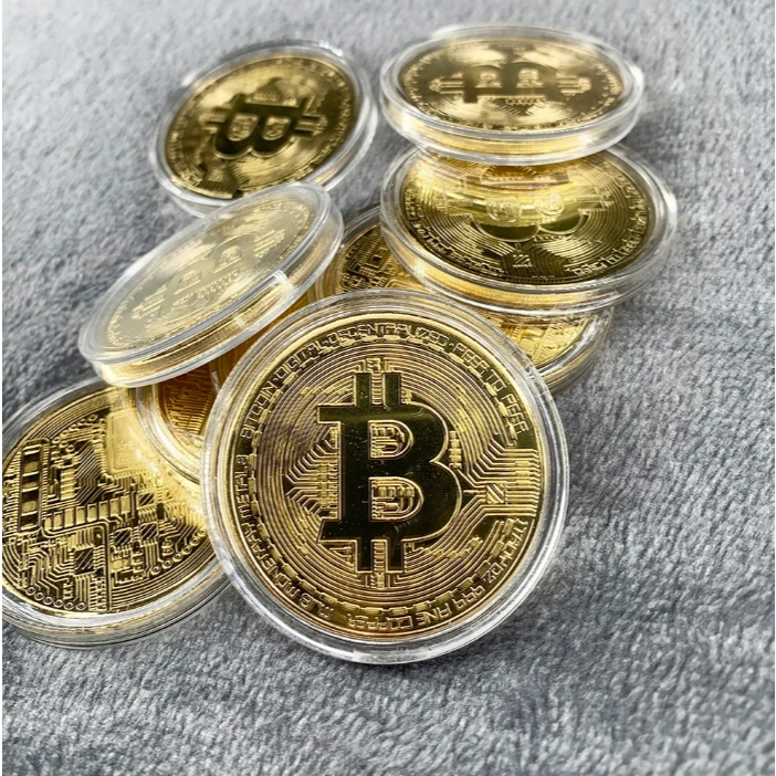 10pcs Gold Plated Bitcoin Coin Collectible Art Collection Gift Physical ...