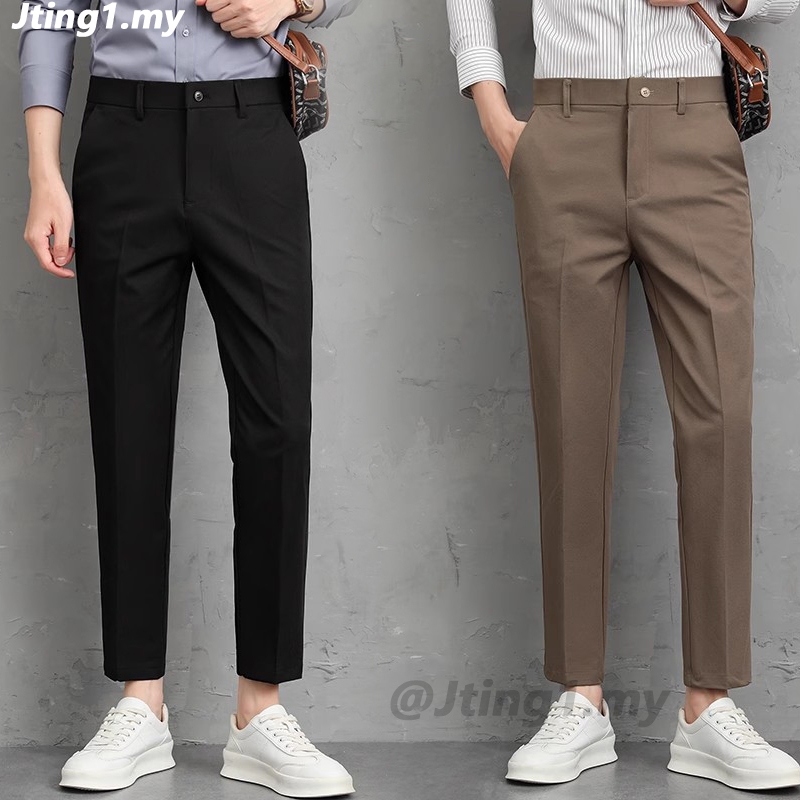 Korean Style Seluar Slack Lelaki Straight Cut Pants Men Balck Slack ...