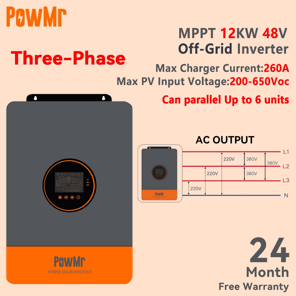 【Parallel Version】PowMr MPPT 12KW Three-Phase Solar Hybrid Inverter On ...