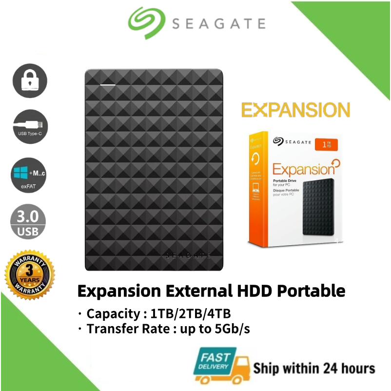 Seagate Expansion Hard Drive 4TB 2TB 1TB Portable USB3.0 HDD External ...