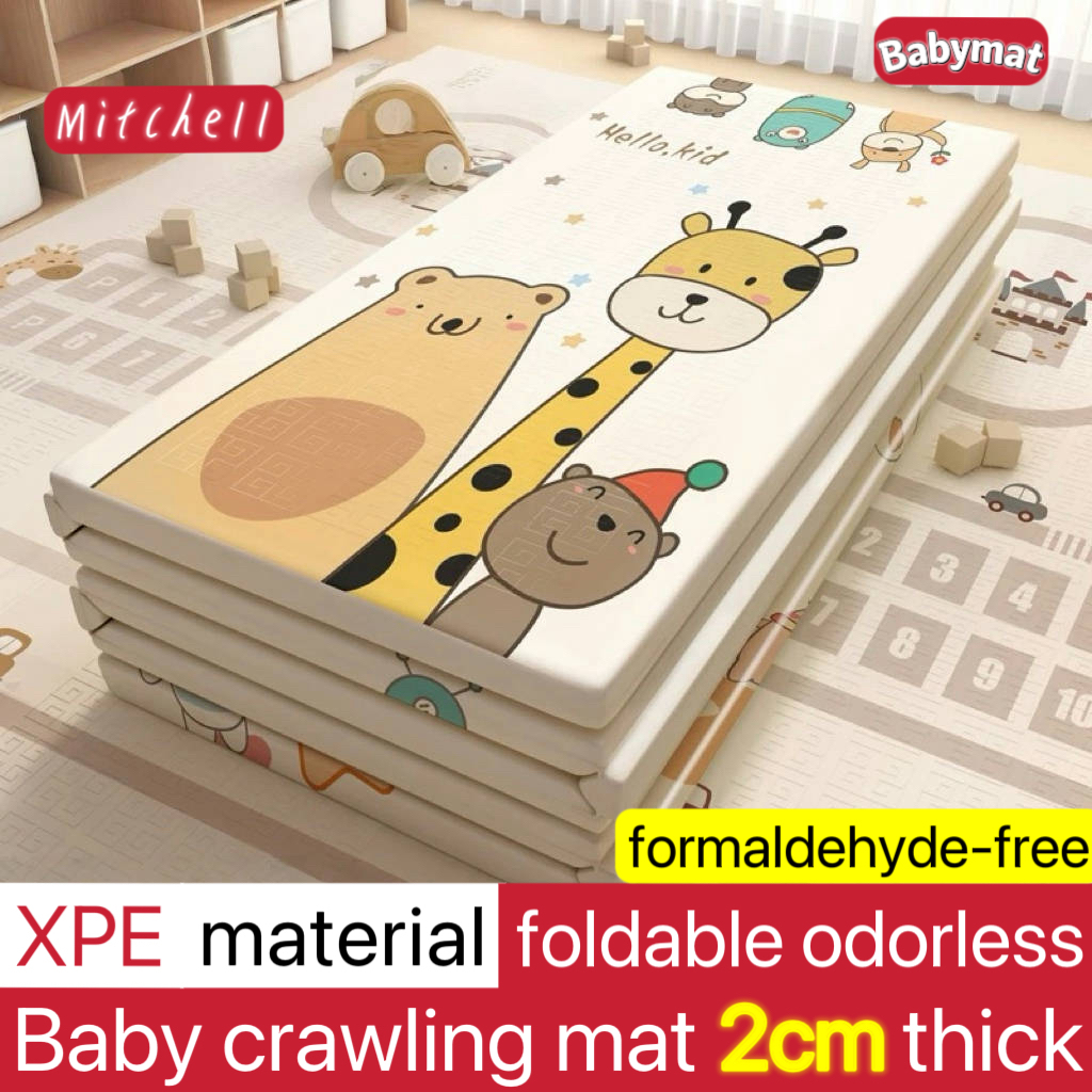 Baby mat play waterproof foam carpet foldable 200*180 Pattern on both ...