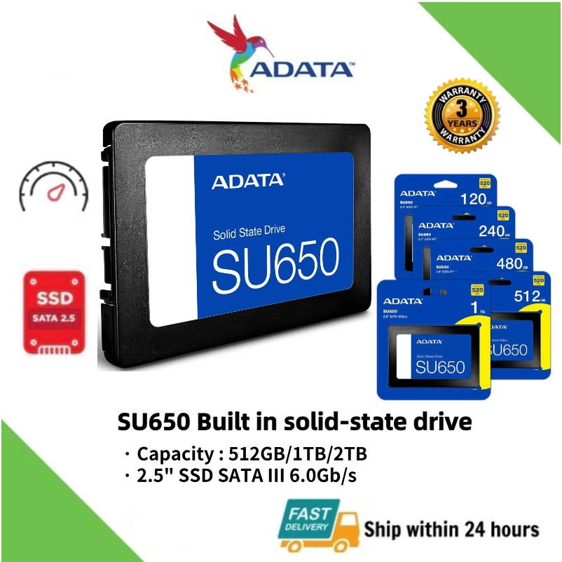 ADATA SU650 hard drive 512GB/1TB/2TB Internal SATA3 2.5'' SSD Solid ...