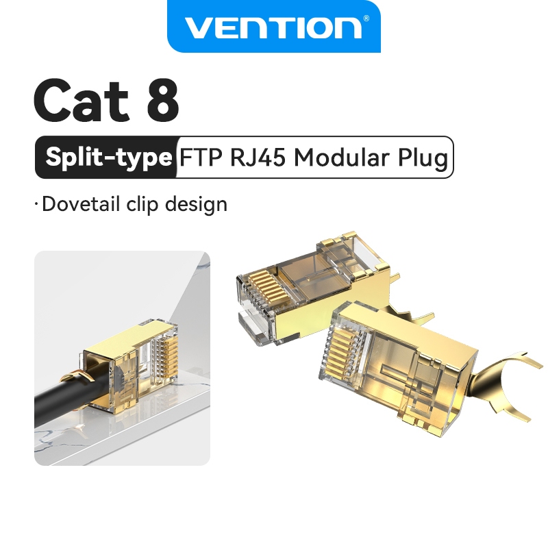 Vention Cat 8 FTP RJ45 Modular Plug 50μ Gold Plated contacts 40Gbps ...