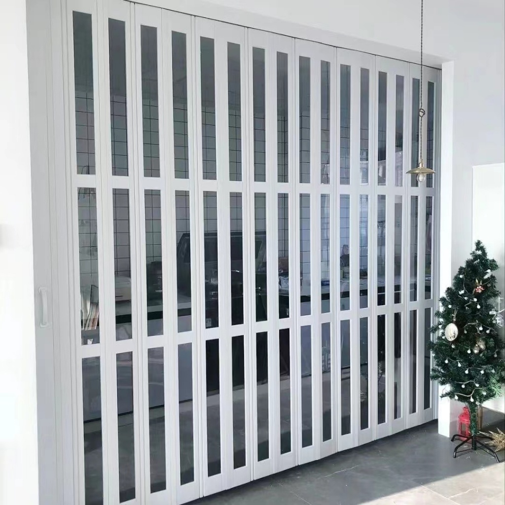 [COD]Sliding door PVC folding door indoor household partition rail door ...