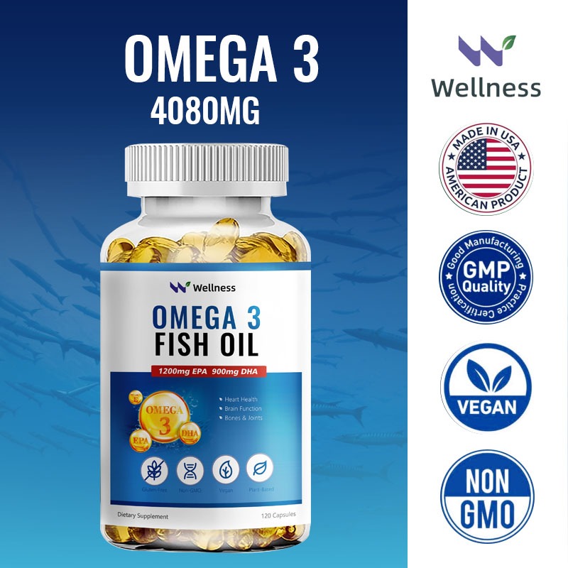 Wellness Omega 3 Fish Oil Supplement for Women and Men - 4080 mg Triple ...