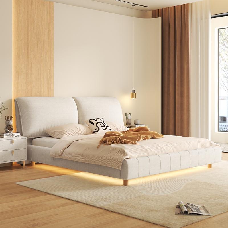 Italian Minimalist Cream Style Elephant Ears Bed with Light Soft Cover ...
