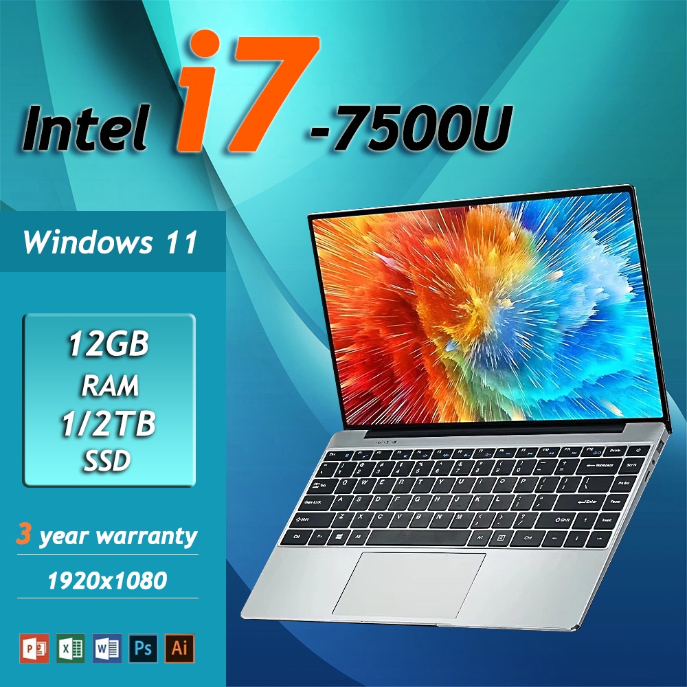 14.1 inch NEW Laptop 12GB RAM 512GB SSD Intel Celeron I7-7500U Computer ...