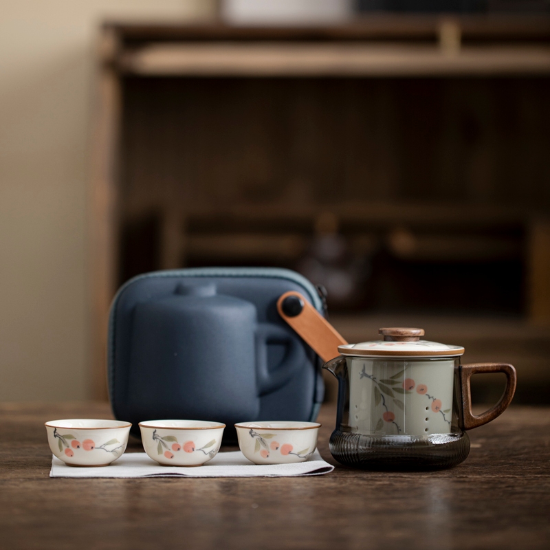 TEANAGOO Travel tea set simple outdoor portable ceramic quick cup a pot ...