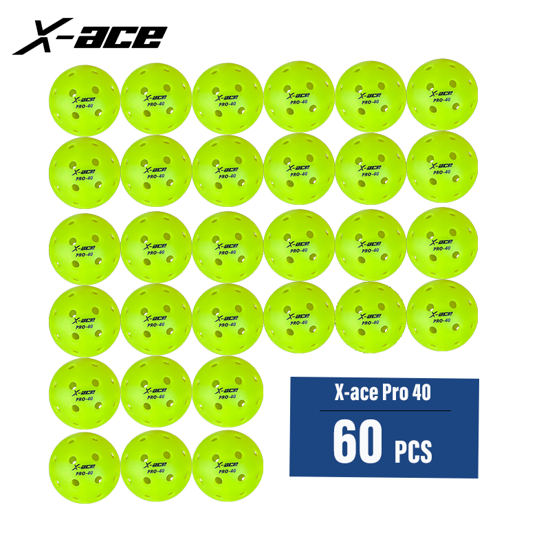 60Pcs X-ace Pro-40 Pickleball Balls,High Visibility Green, 40 Holes ...