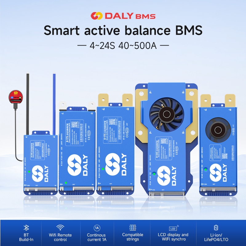 DALY NEW SMART BMS 4-24S 40-500a 12v 24v 48v 36v 60v 72v Lifepo4 BMS with 1A Balancing function ...
