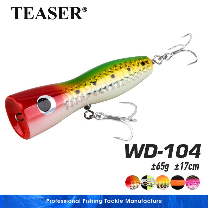 TEASER【WD104】1PC ±65g ±17cm Sea Wood Bait Fishing Tuna Popper Lure ...