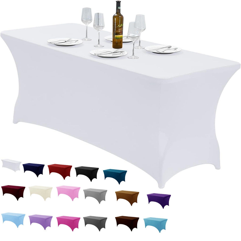 Stretch Spandex Table Cover for Rectangular Fitted Folding Tables ...