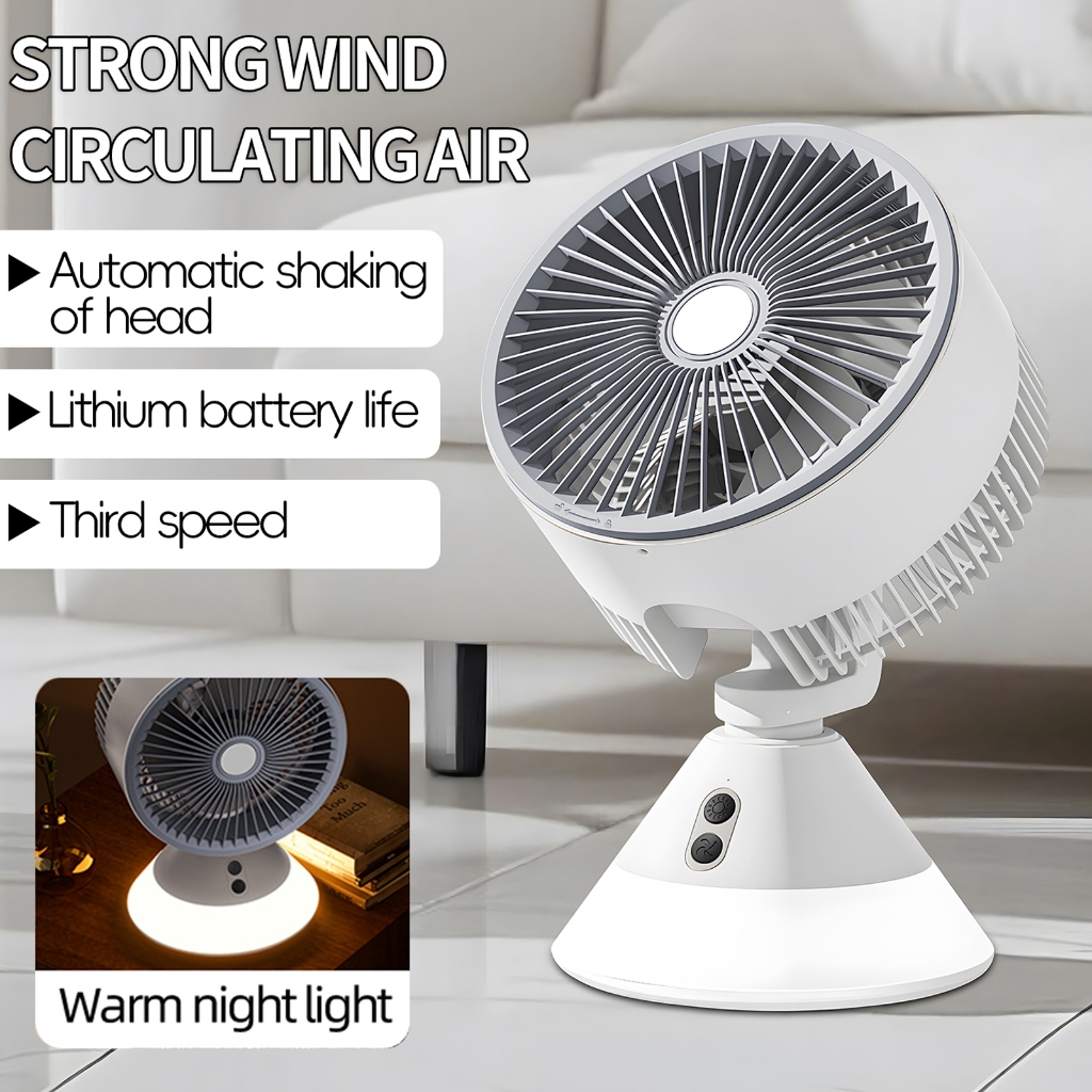 Kipas meja Air Circulation Fan Portable Table Wireless USB Rechargeable ...