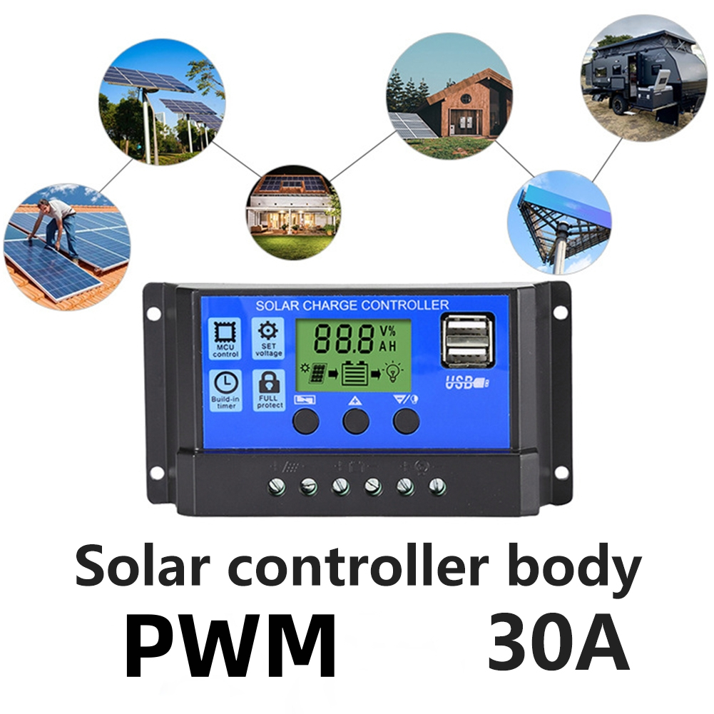 Dual USB LCD Display PWM Solar Panel Controller Battery Charger Charge ...