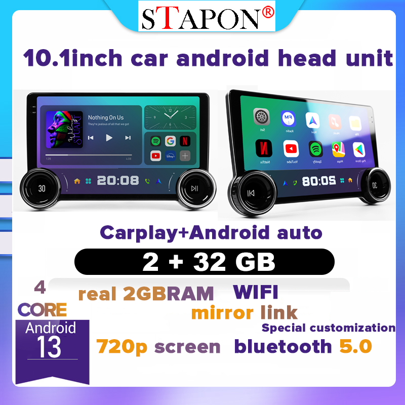 STAPON 10.1inch android13 32GB QLED screen carplay android auto car android head unit stereo ...