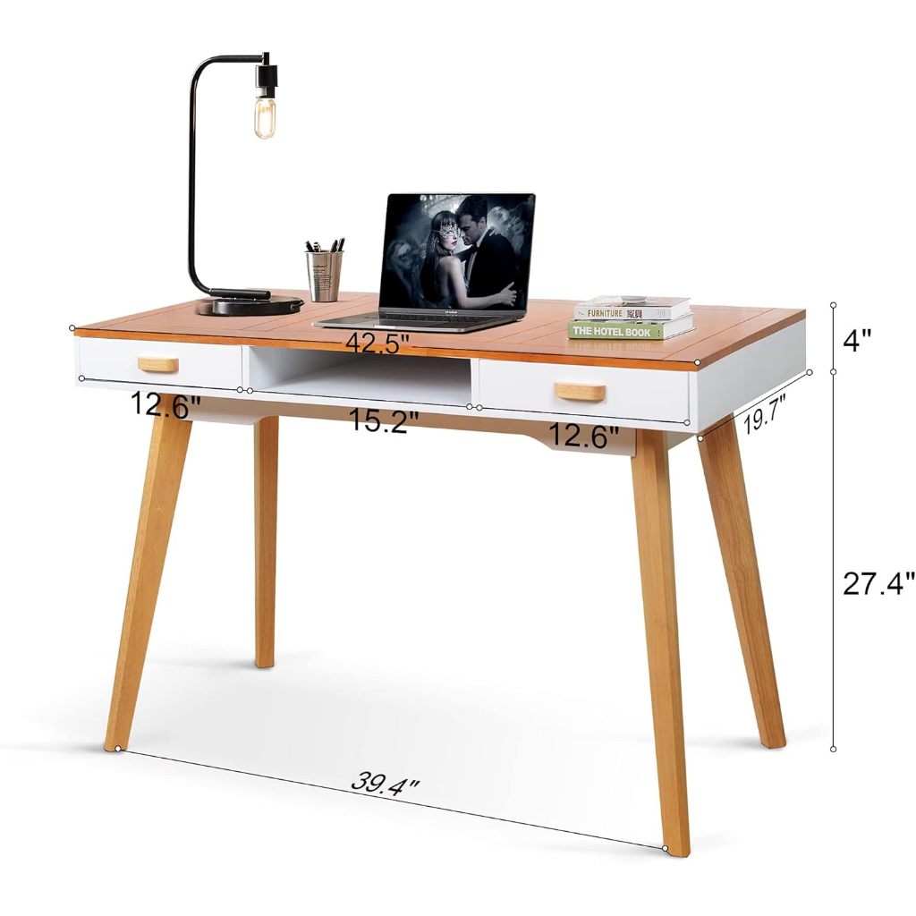 Home Office Desk with File Drawer, Modern Computer Table with Laptop ...