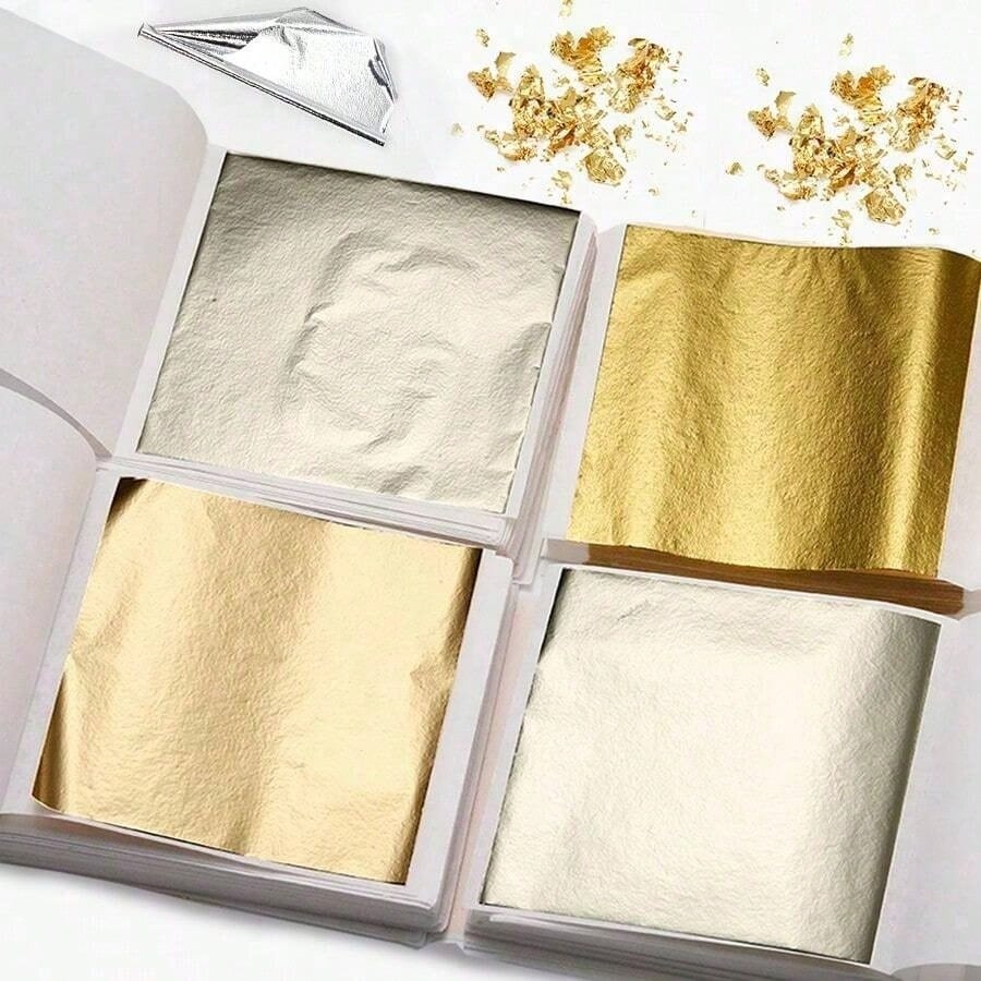 100Pcs/Bag 24K Gold Foil Edible Gold Leaf Sheets For DIY Cake ...