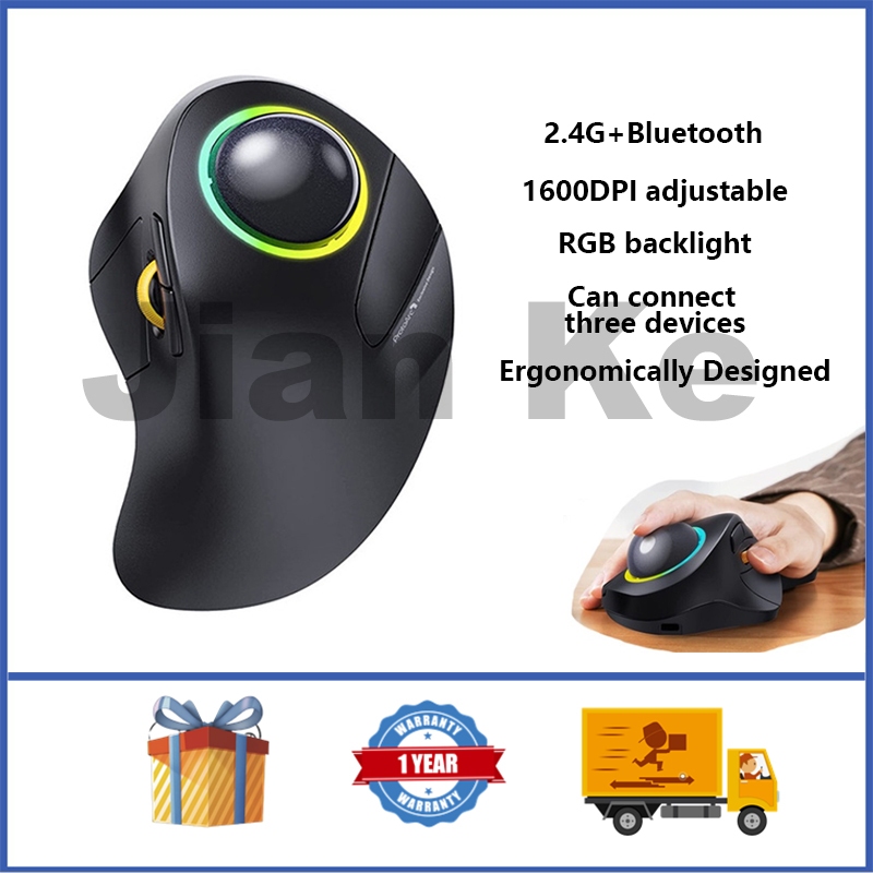 ProtoArc EM03 Wireless Bluetooth Trackball Mouse Rechargeable Ergonomic ...