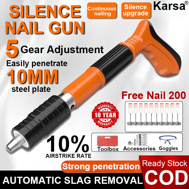 (READY STOCK) Mini powerful nail gun orange 5-speed powerful silencer ...