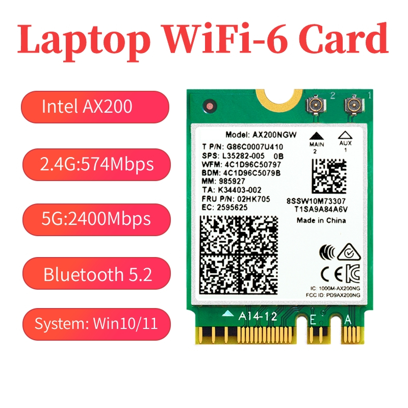 Intel AX200 adapter 2974Mbps laptop M.2 WiFi 6 wireless network card ...